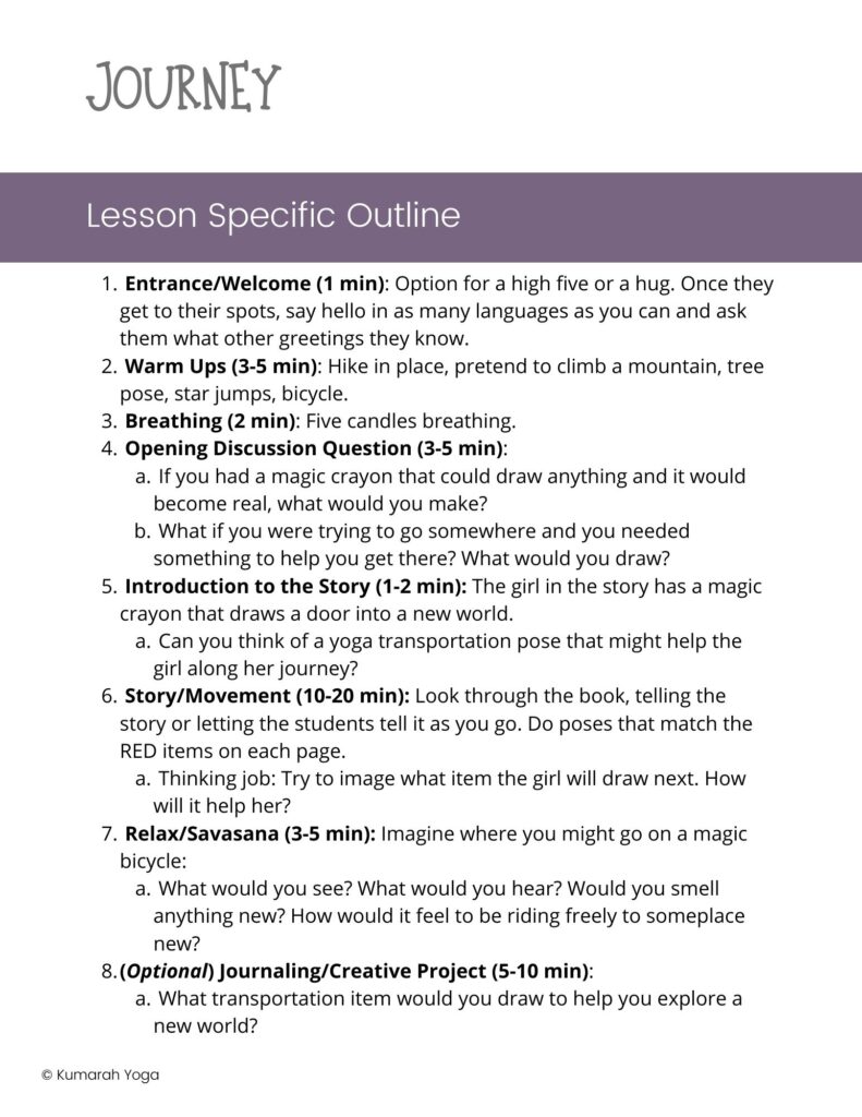 Kids Yoga Lesson Plan--Journey by Aaron Becker : Kumarah